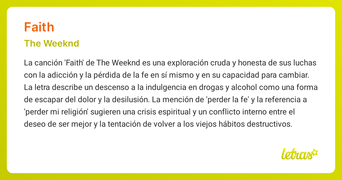 Significado de la canción FAITH (The Weeknd) - LETRAS.COM