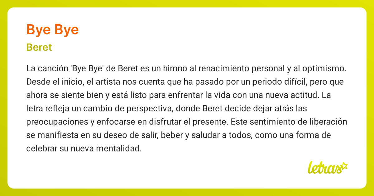 Significado de la canción BYE BYE (Beret) - LETRAS.COM