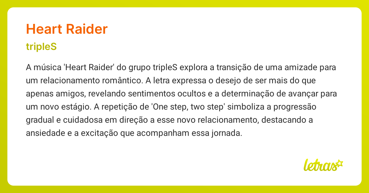 Significado da música HEART RAIDER (tripleS) - LETRAS.MUS.BR