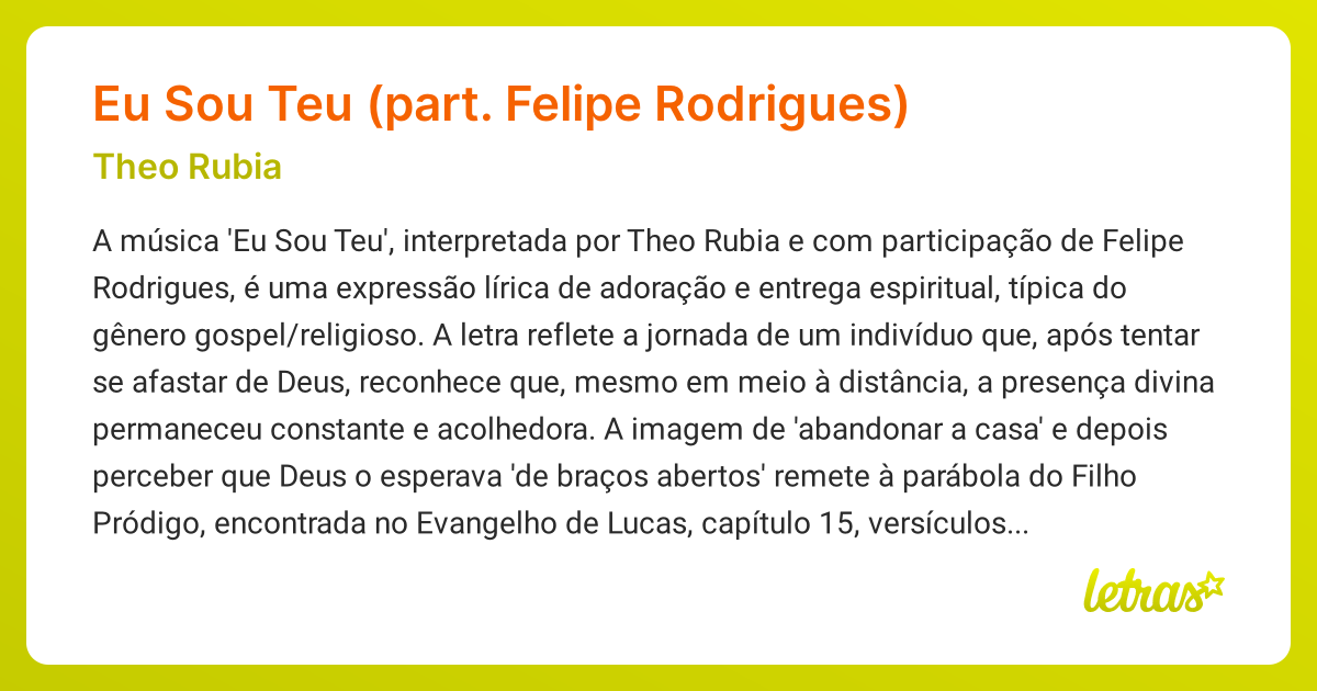 Significado da música Eu Sou Teu (part. Felipe Rodrigues) (Theo Rubia ...