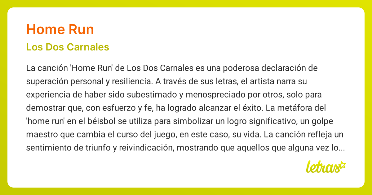 Significado de la canción HOME RUN (Los Dos Carnales) - LETRAS.COM