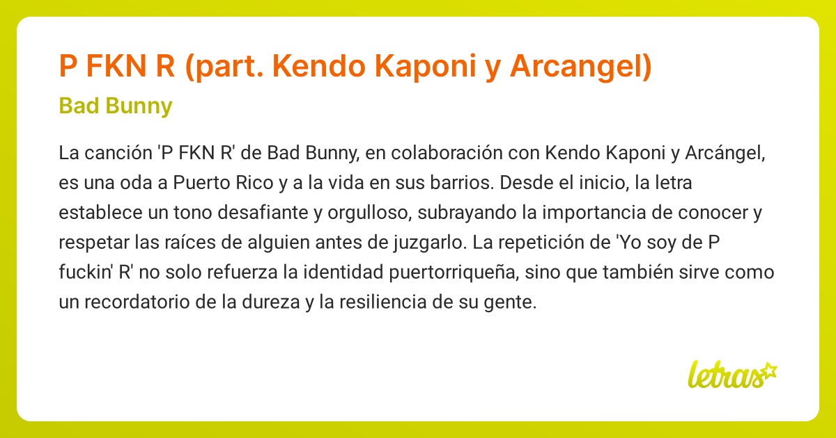 Significado de la canción P FKN R (part. Kendo Kaponi y Arcangel) (Bad ...