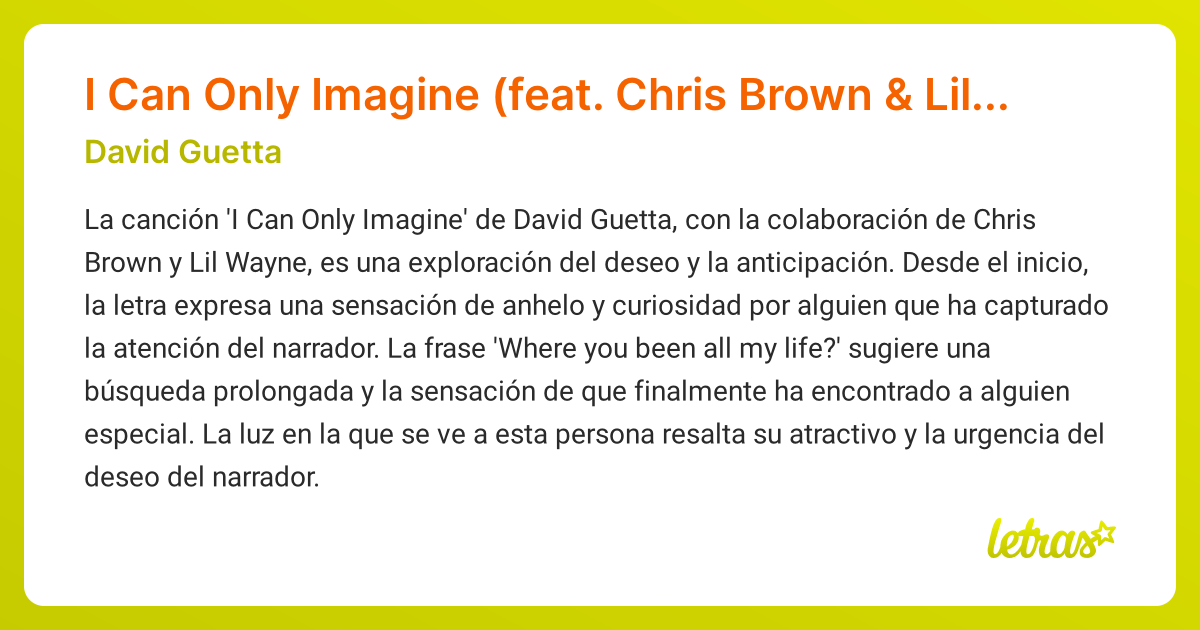 Significado de la canción I Can Only Imagine (feat. Chris Brown & Lil ...