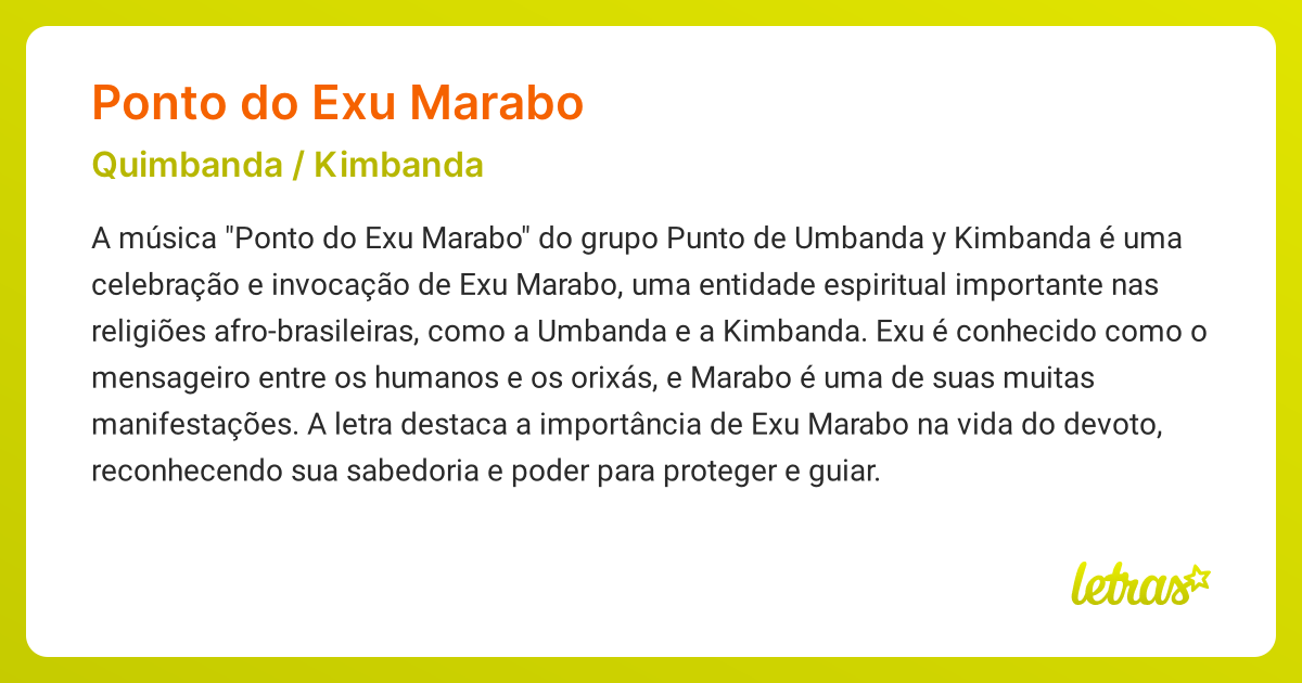 Significado da música PONTO DO EXU MARABO (Quimbanda / Kimbanda ...