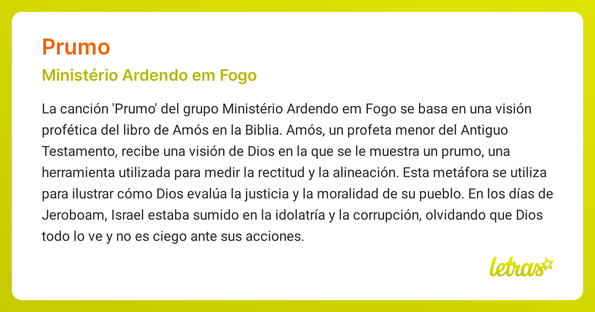Significado de la canción PRUMO (Ministério Ardendo em Fogo) - LETRAS.COM