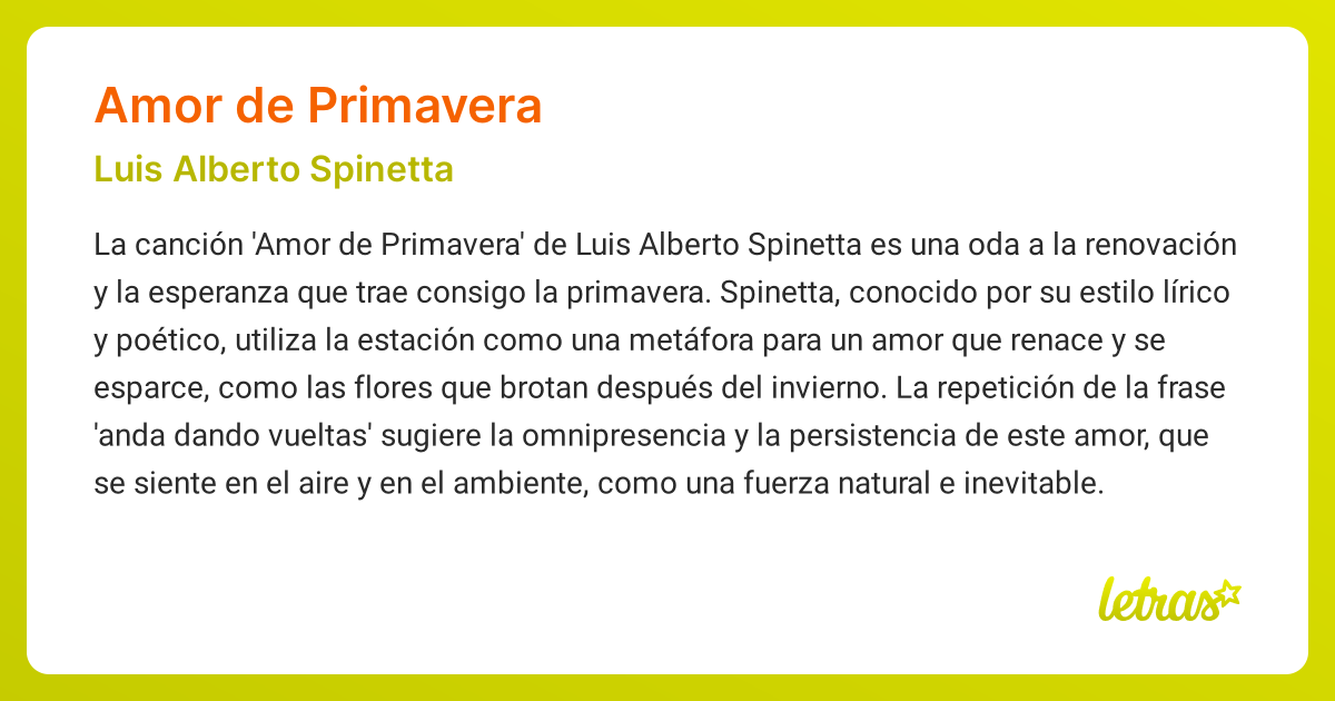 Significado de la canción AMOR DE PRIMAVERA (Luis Alberto Spinetta ...