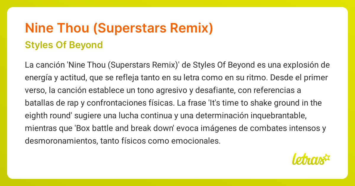 Significado de la canción NINE THOU (SUPERSTARS REMIX) (Styles Of ...