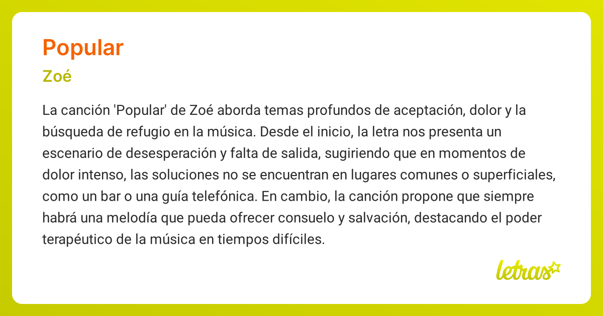 Significado de la canción POPULAR (Zoé) - LETRAS.COM