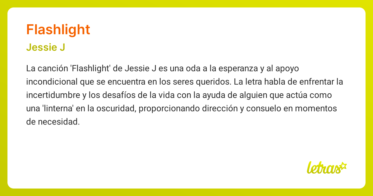 Significado de la canción FLASHLIGHT (Jessie J) - LETRAS.COM