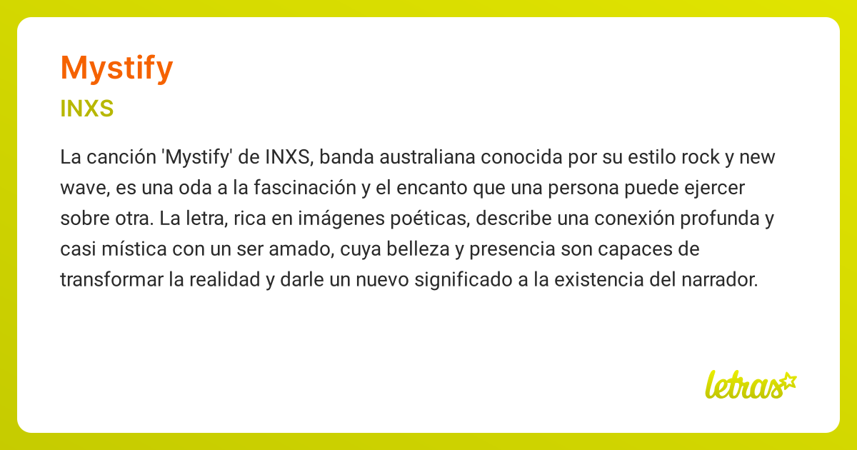 Significado de la canción MYSTIFY (INXS) - LETRAS.COM