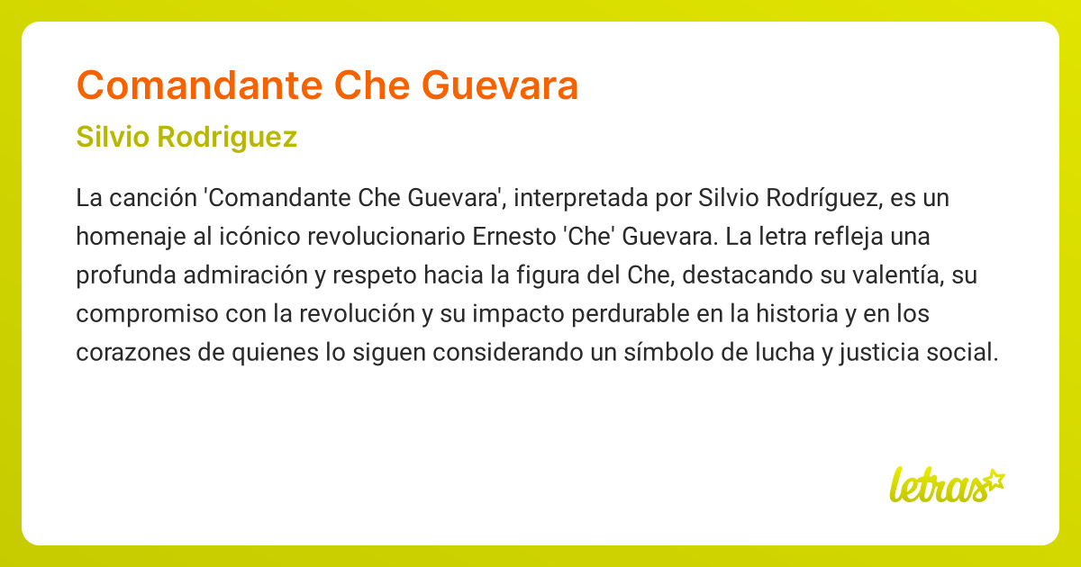 Significado de la canción COMANDANTE CHE GUEVARA (Silvio Rodriguez ...