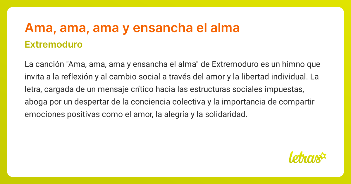 Significado de la canción Ama, ama, ama y ensancha el alma (Extremoduro ...