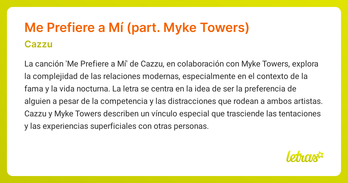 Significado de la canción Me Prefiere a Mí (part. Myke Towers) (Cazzu ...