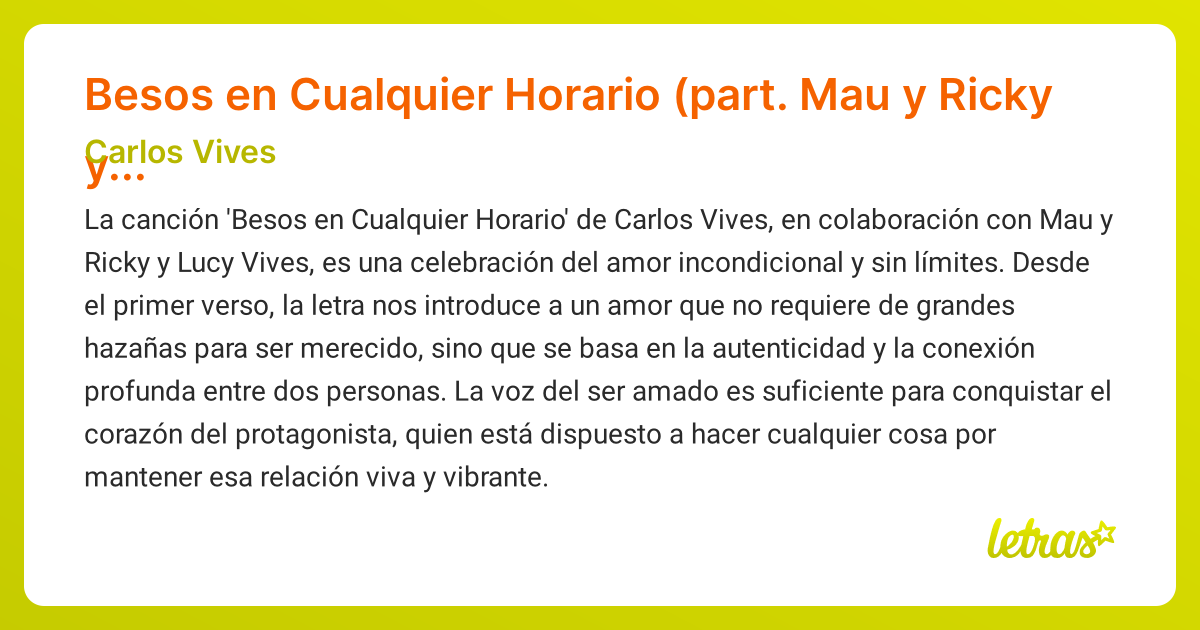 Significado de la canción Besos en Cualquier Horario (part. Mau y Ricky ...