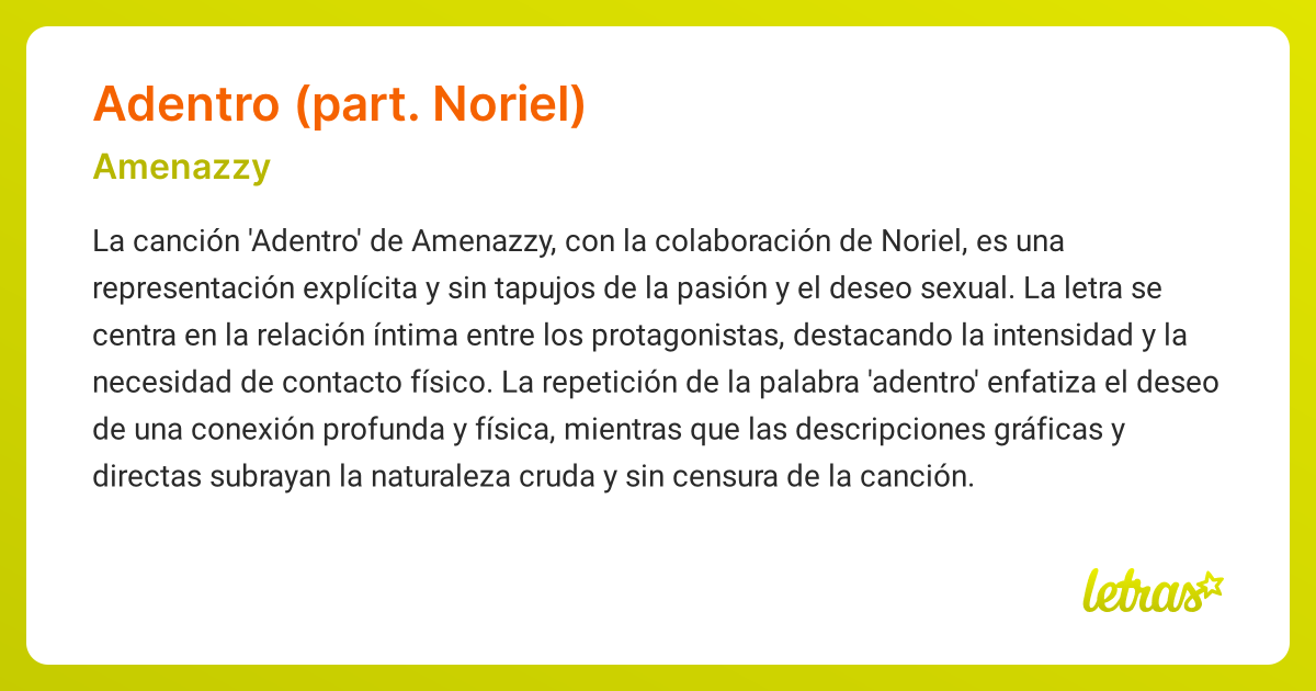 Significado de la canción ADENTRO (PART. NORIEL) (Amenazzy) - LETRAS.COM