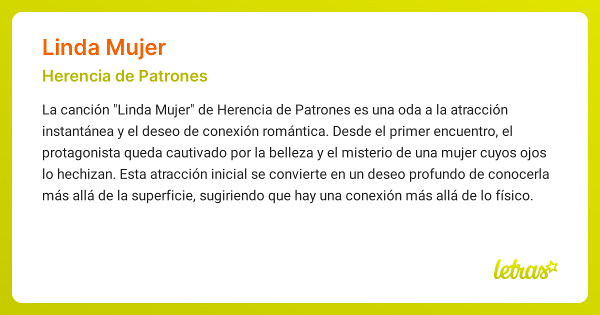 Significado de la canción LINDA MUJER (Herencia de Patrones) - LETRAS.COM