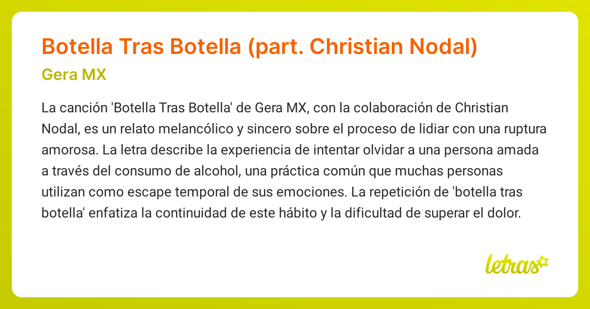 Significado de la canción Botella Tras Botella (part. Christian Nodal ...