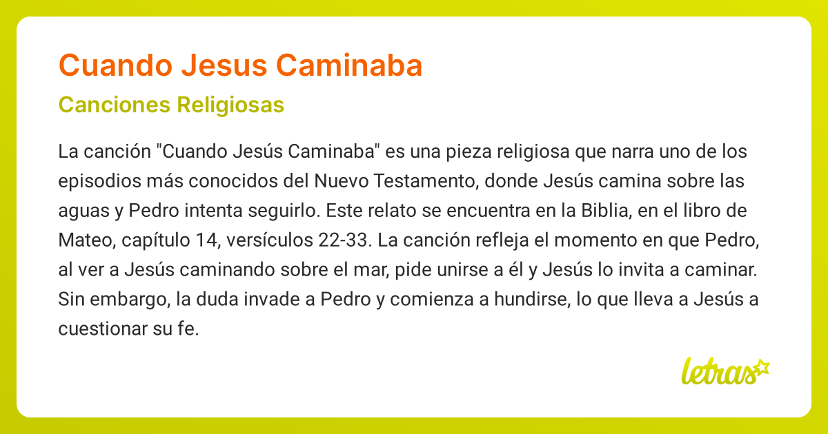 Significado de la canción CUANDO JESUS CAMINABA (Canciones Religiosas ...