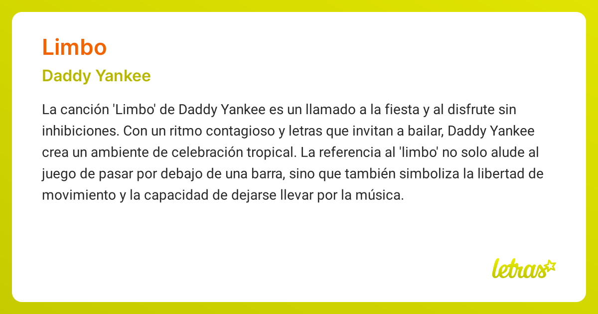 Significado de la canción LIMBO (Daddy Yankee) - LETRAS.COM