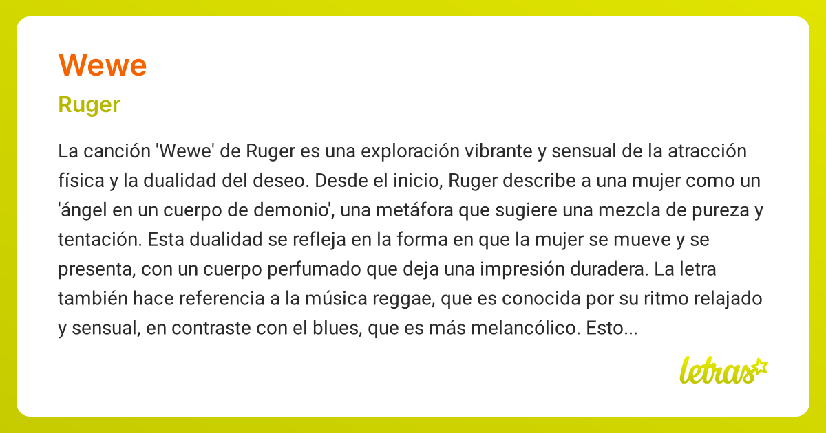 Significado de la canción WEWE (Ruger) - LETRAS.COM