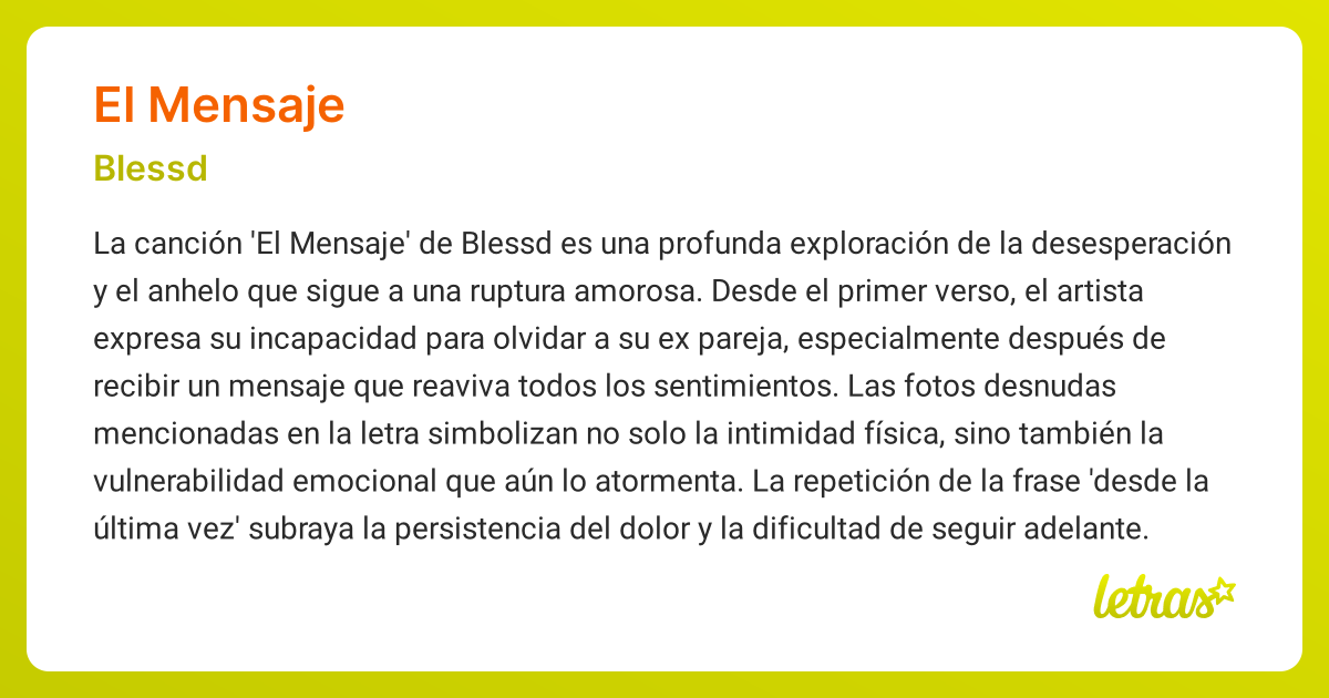Significado de la canción EL MENSAJE (Blessd) - LETRAS.COM