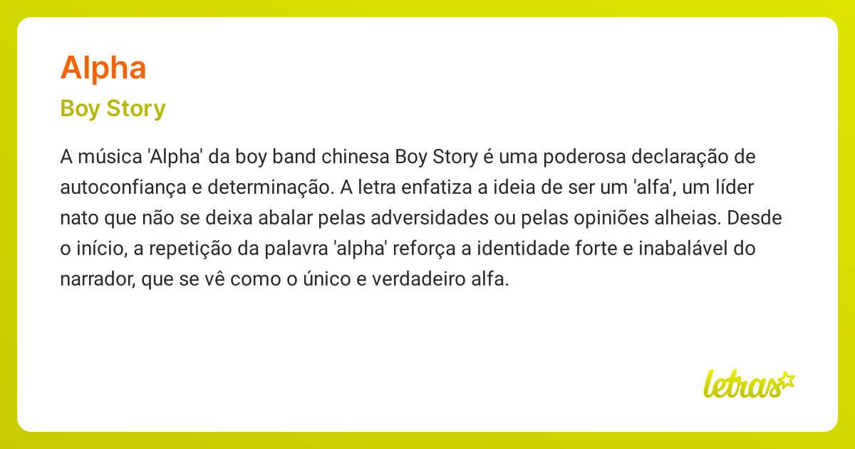 Significado da música ALPHA (Boy Story) - LETRAS.MUS.BR