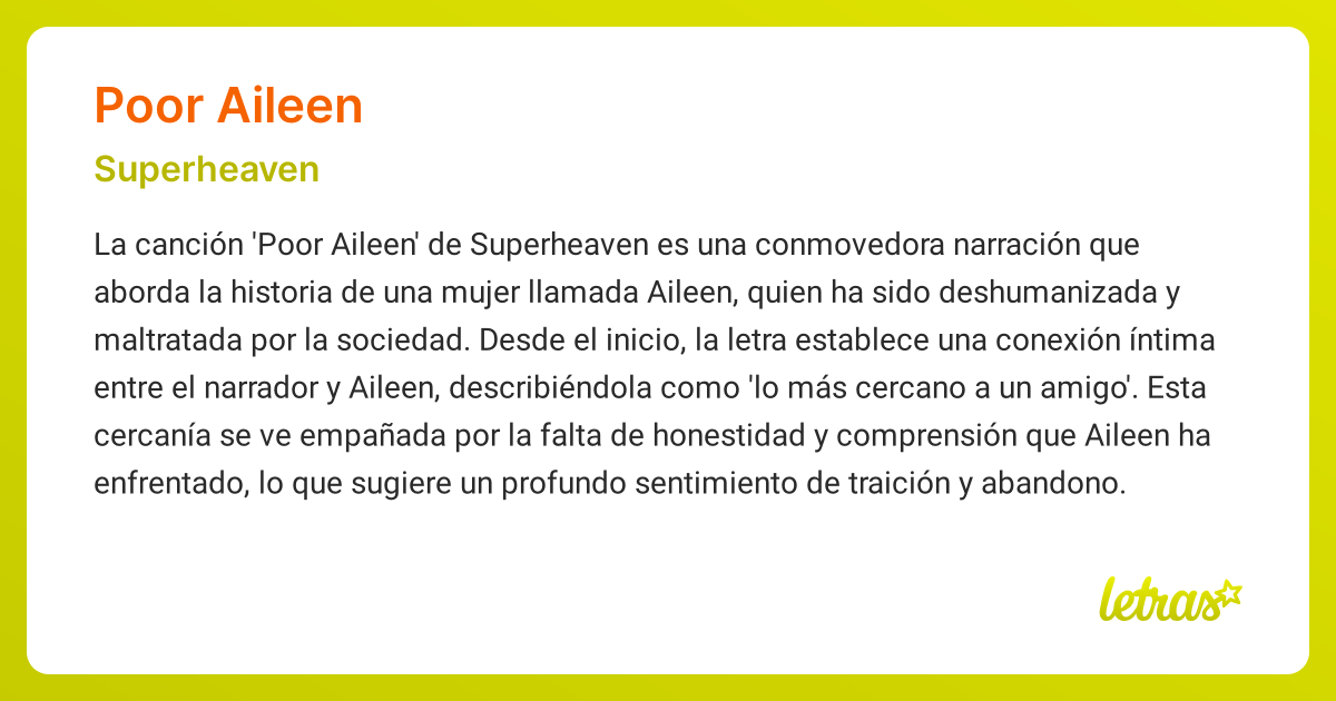 Significado de la canción POOR AILEEN (Superheaven) - LETRAS.COM