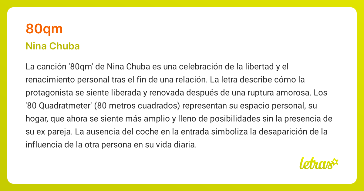 Significado de la canción 80QM (Nina Chuba) - LETRAS.COM