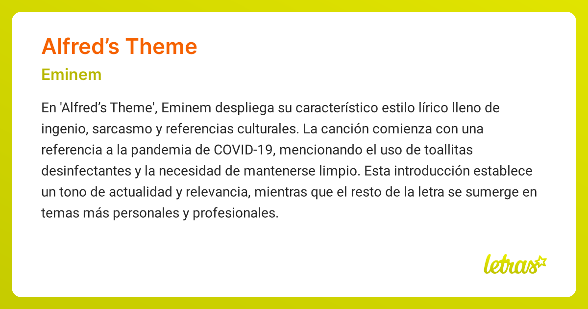 Significado de la canción ALFRED’S THEME (Eminem) - LETRAS.COM
