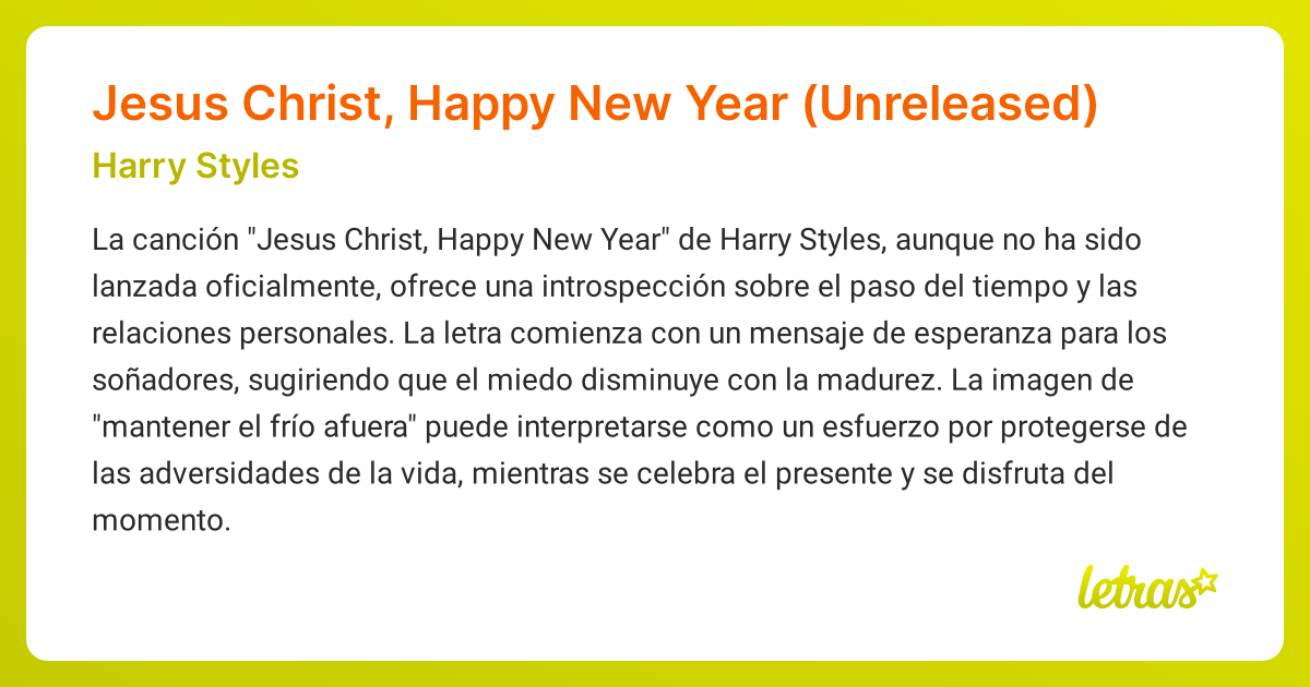 Significado de la canción Jesus Christ, Happy New Year (Unreleased ...