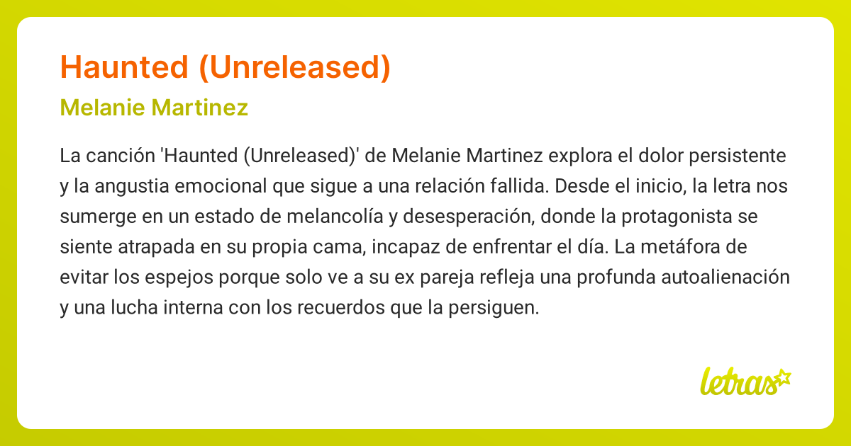 Significado de la canción HAUNTED (UNRELEASED) (Melanie Martinez ...