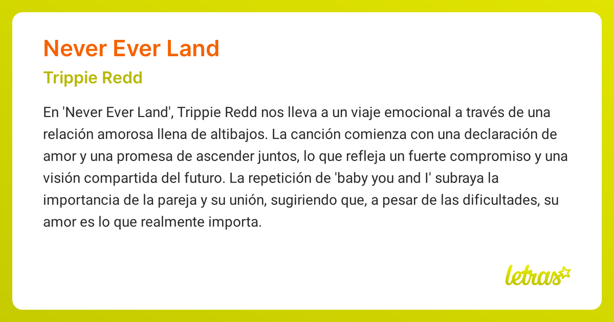 Significado de la canción NEVER EVER LAND (Trippie Redd) - LETRAS.COM