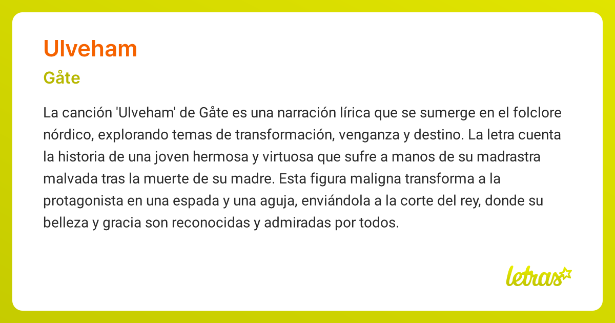 Significado de la canción ULVEHAM (Gåte) - LETRAS.COM