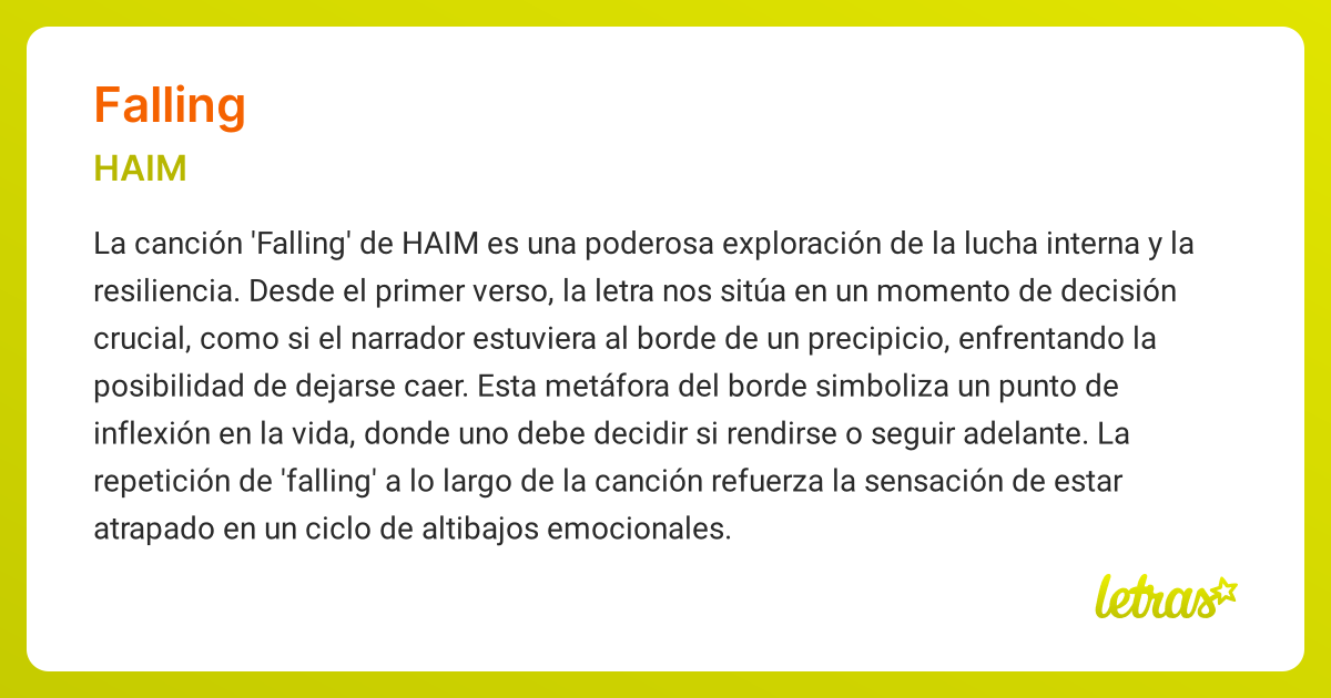 Significado de la canción FALLING (HAIM) - LETRAS.COM