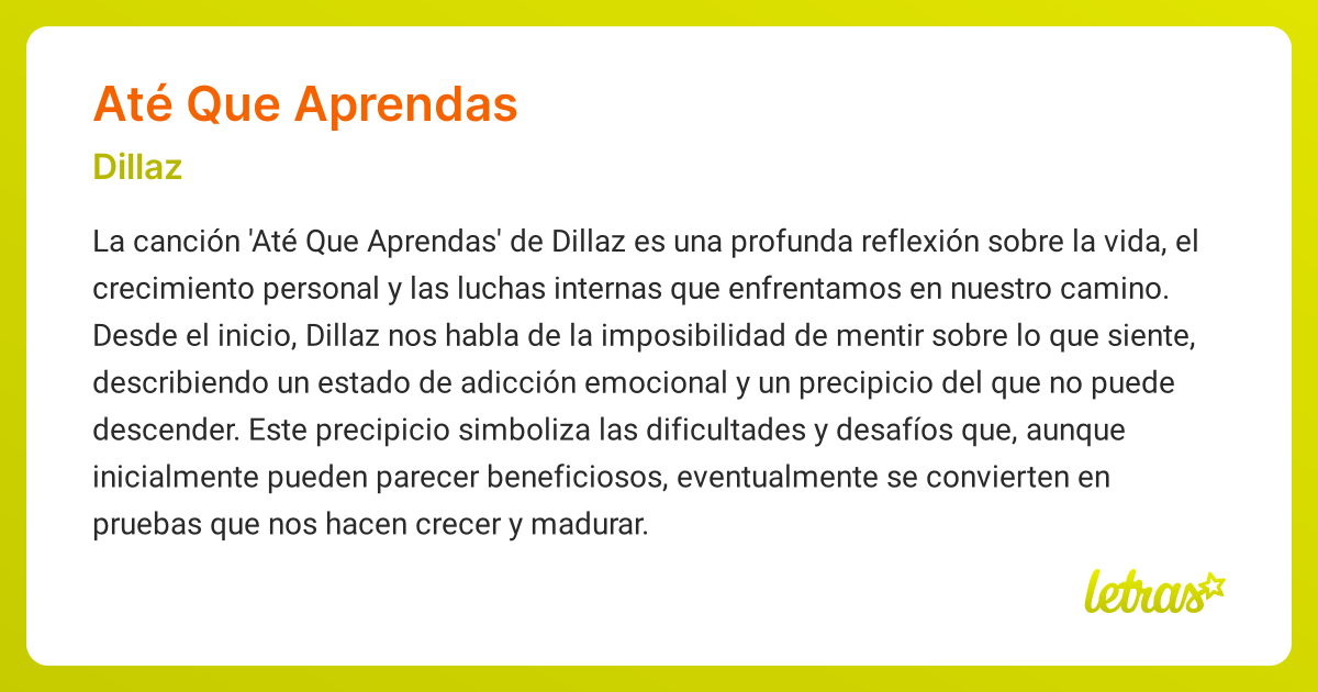 Significado de la canción ATÉ QUE APRENDAS (Dillaz) - LETRAS.COM