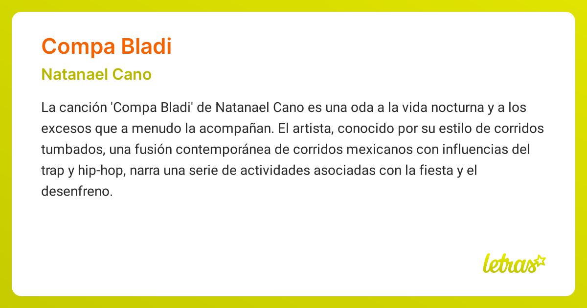 Significado de la canción COMPA BLADI (Natanael Cano) - LETRAS.COM