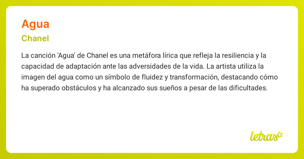 Significado de la canción AGUA (Chanel) - LETRAS.COM