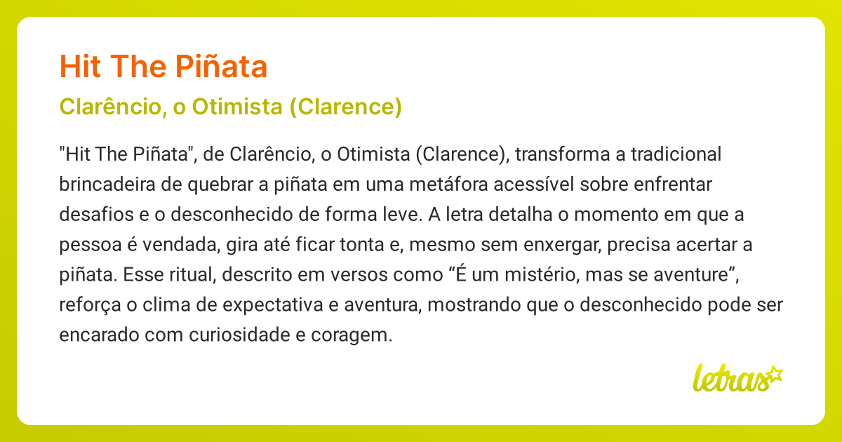 Significado da música HIT THE PIÑATA (Clarêncio, o Otimista (Clarence ...