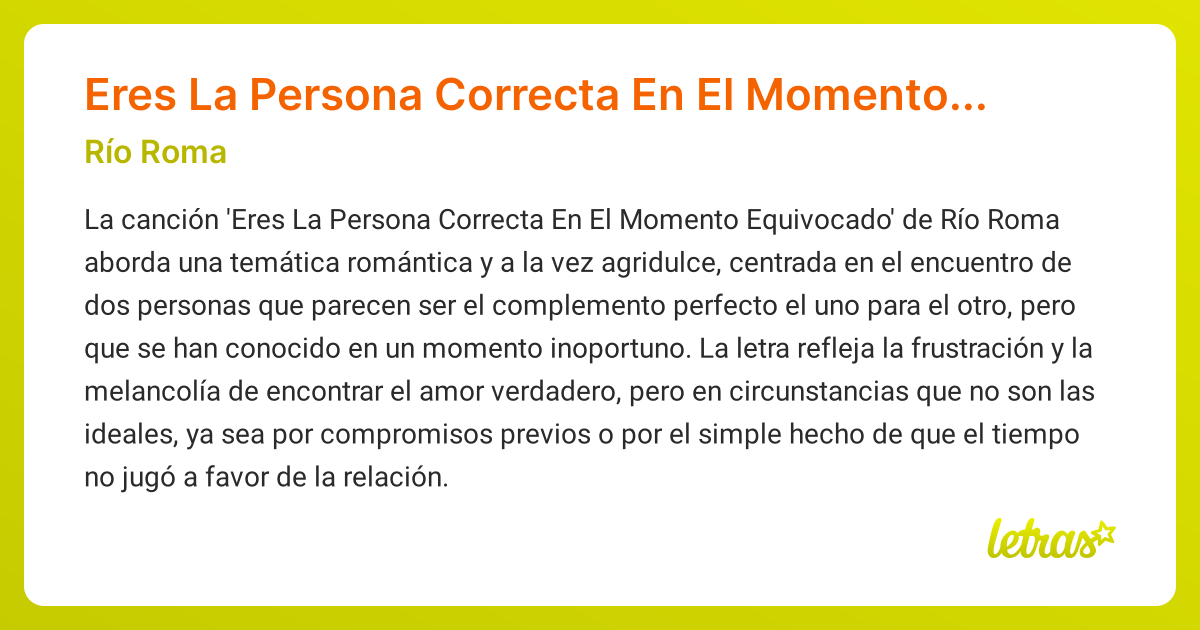 Significado de la canción Eres La Persona Correcta En El Momento ...