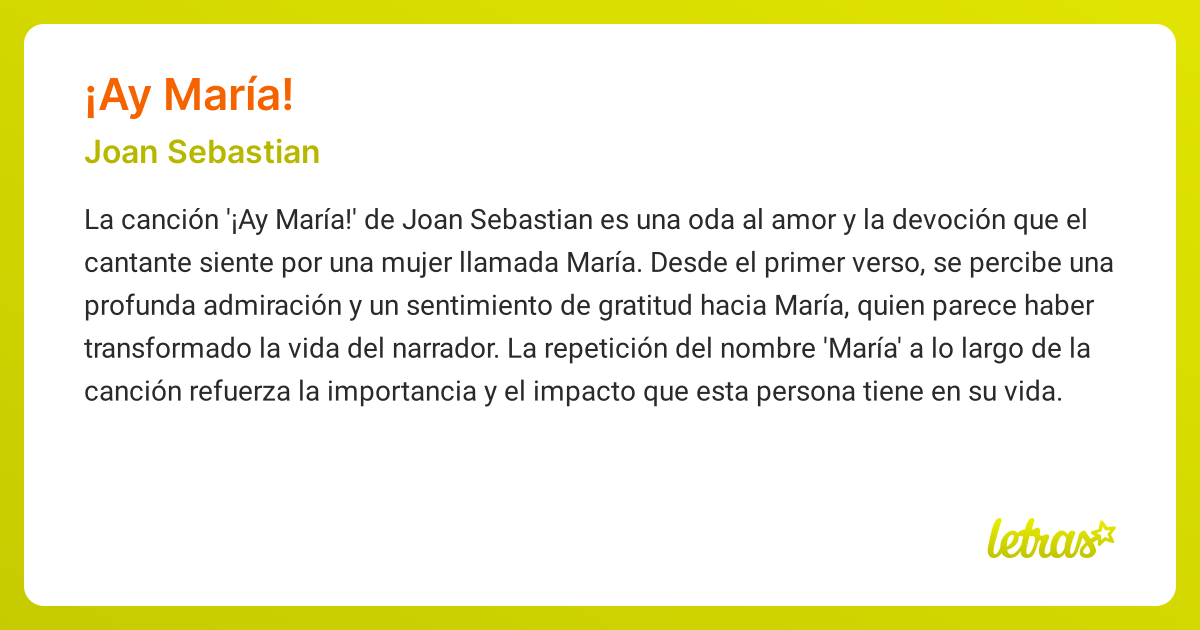 Significado de la canción ¡AY MARÍA! (Joan Sebastian) - LETRAS.COM