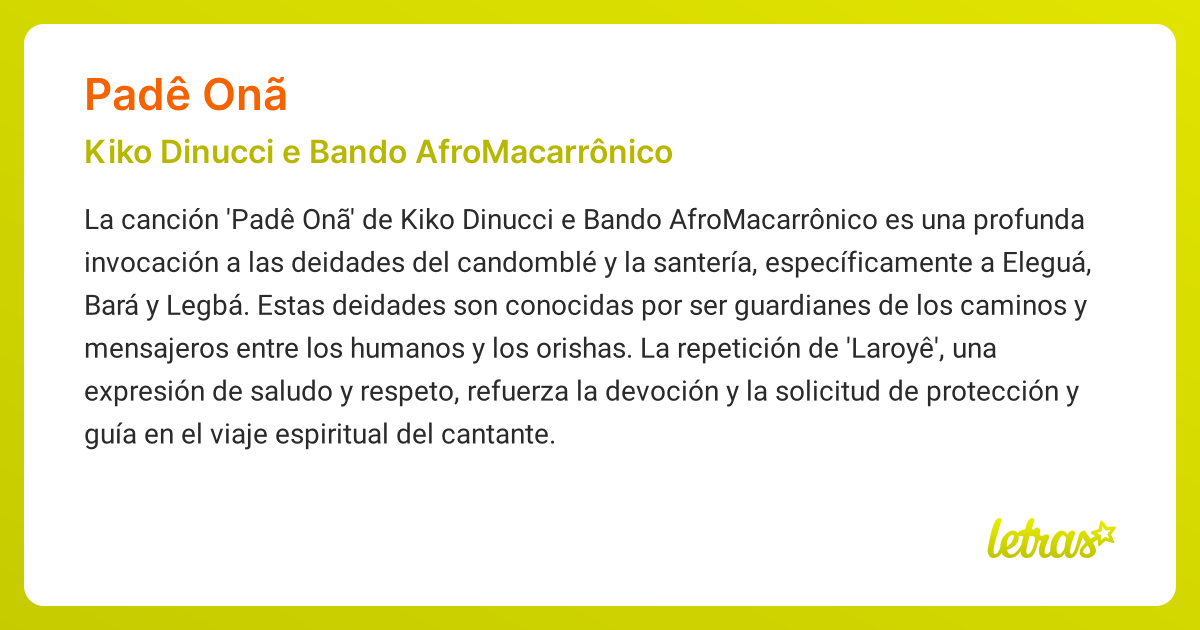 Significado de la canción PADÊ ONÃ (Kiko Dinucci e Bando ...