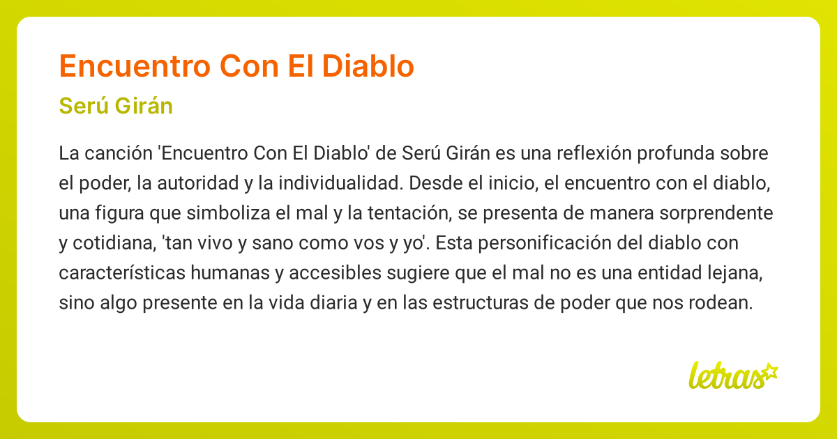 Significado de la canción ENCUENTRO CON EL DIABLO (Serú Girán) - LETRAS.COM