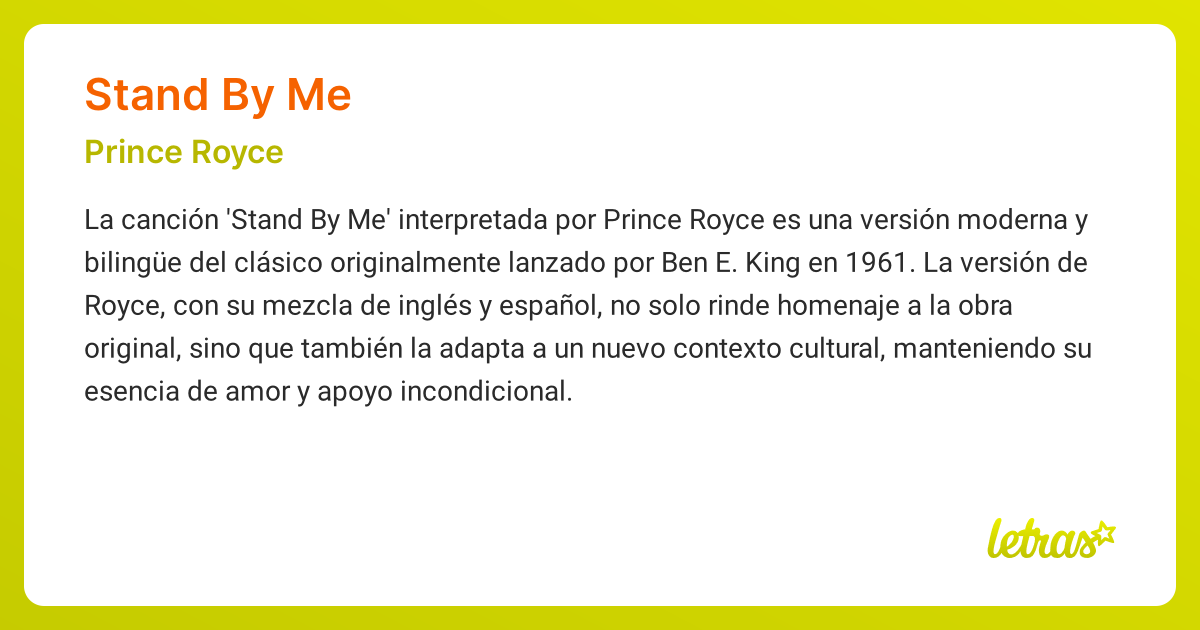 Significado de la canción STAND BY ME (Prince Royce) - LETRAS.COM