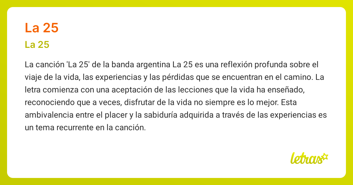 Significado de la canción LA 25 (La 25) - LETRAS.COM