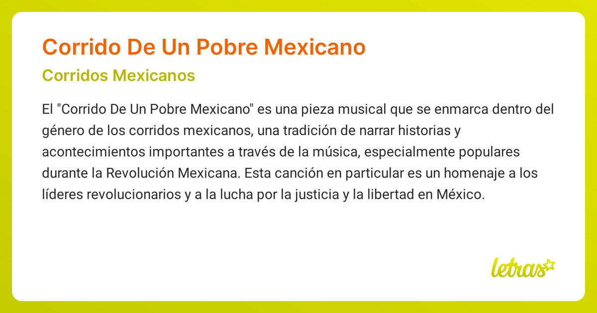 Significado de la canción CORRIDO DE UN POBRE MEXICANO (Corridos ...