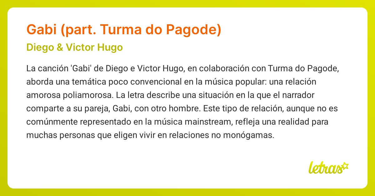 Significado de la canción GABI (PART. TURMA DO PAGODE) (Diego & Victor ...