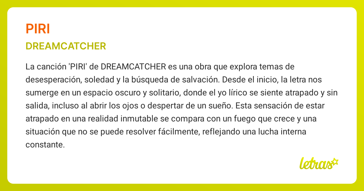 Significado de la canción PIRI (DREAMCATCHER) - LETRAS.COM