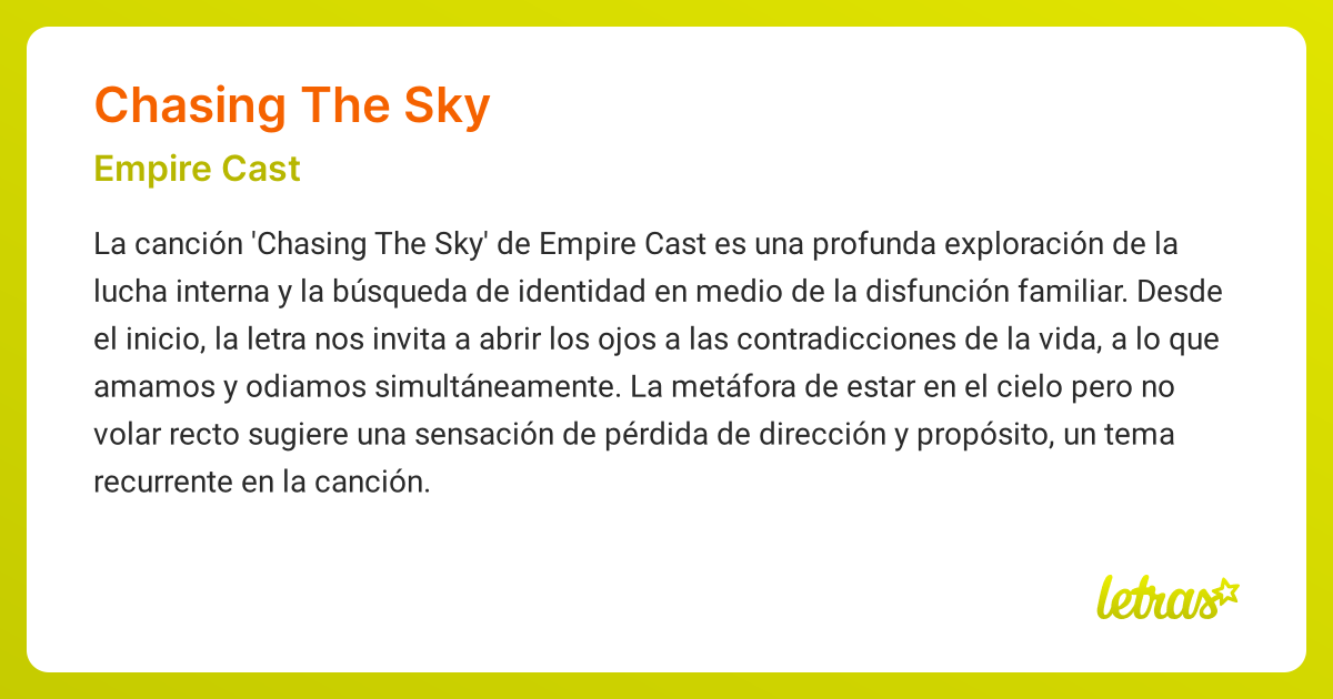 Significado de la canción CHASING THE SKY (Empire Cast) - LETRAS.COM