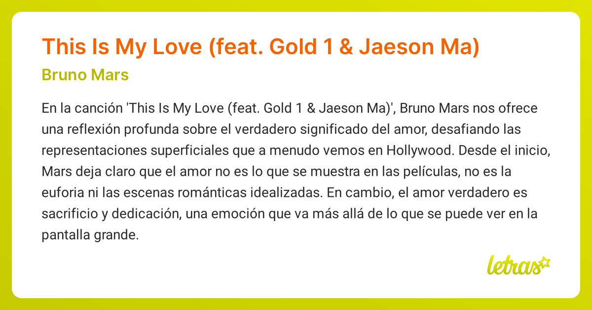 Significado de la canción This Is My Love (feat. Gold 1 & Jaeson Ma ...