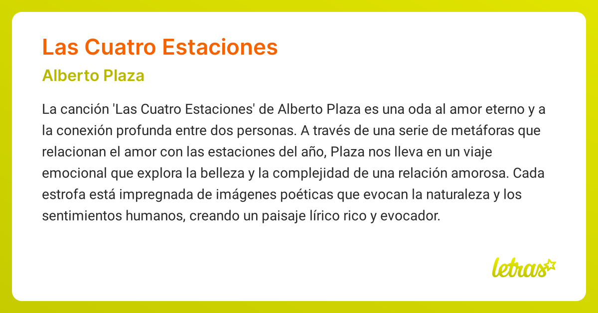 Significado de la canción LAS CUATRO ESTACIONES (Alberto Plaza ...